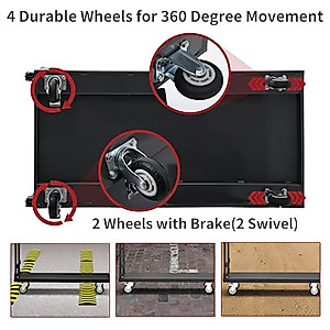 YITAMOTOR Platform Truck Push Dolly, 2000lb Capacity Push Cart Heavy Duty Rolling Flatbed Cart, Large Portable Dolly with 4 Swivel Wheels for Loading(2 Wheels with Brake)(47" L x 24" W)