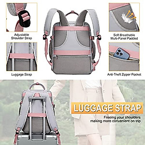 InduSKY Large Travel Backpack for Women, 40L Carry On Backpack Airline Flight Approved with USB Charging Port Shoes Compartment, Personal Luggage Backpack Casual Daypack 15.6 Inch Laptop Backpack