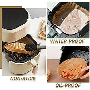 Air Fryer Disposable Paper Liner - 100PCS Round Food Grade Natural Parchment Non-stick Baking Paper For Air Fryer Water-proof, Oil-proof Flying, Baking Roasting Microwave (7.9in)