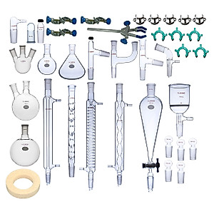 Laboy Glass Advanced Organic Chemistry Lab Glassware Kit Laboratory Glassware Apparatus (38pcs)