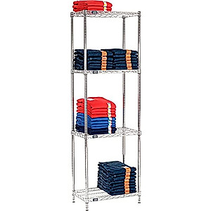 Nexel 14" x 30" x 74", 4 Tier Adjustable Wire Shelving Unit, NSF Listed Commercial Storage Rack, Chrome Finish, leveling feet
