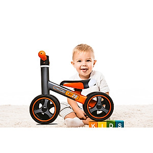 Baby Balance Bike, Built-in Compass Toddler Bikes 18-36 Months Toys for 1 Year Old Gift Bike, Train Baby from Standing to Running, Baby Bike with 4 Silent Wheels, First Birthday Gifts(Orange)