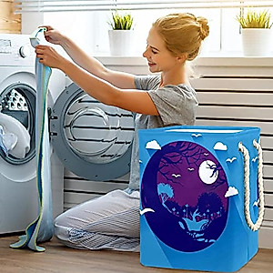 Laundry Hamper Swamp Landscape Collapsible Laundry Baskets Firm Washing Bin Clothes Storage Organization for Bathroom Bedroom Dorm