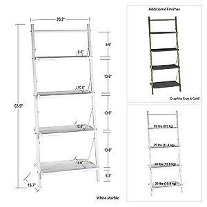 Nova 4 Shelf Ladder Bookcase, Graphite Gray