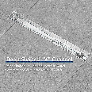 Neodrain 24-Inch Offset Linear Shower Drain with Tile Insert Grate Cover, Brushed 304 Stainless Steel Rectangle Side Outlet Shower Floor Drain, Adjustable Leveling Foot, Hair Strainer/Catcher