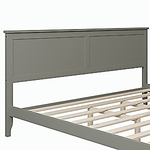 P PURLOVE King Size Platform Bed with Extra Support Leg,Modern Wood Platform Bed Frame with Headboard ,No Box Spring Need,Gray Bed Frame