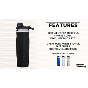 DISCOUNT PROMOS Juno Water Bottles with Flip Lid 20 oz. Set of 6, Bulk Pack - Reusable, Great for Gym, Hiking, Cycling and for School - Black