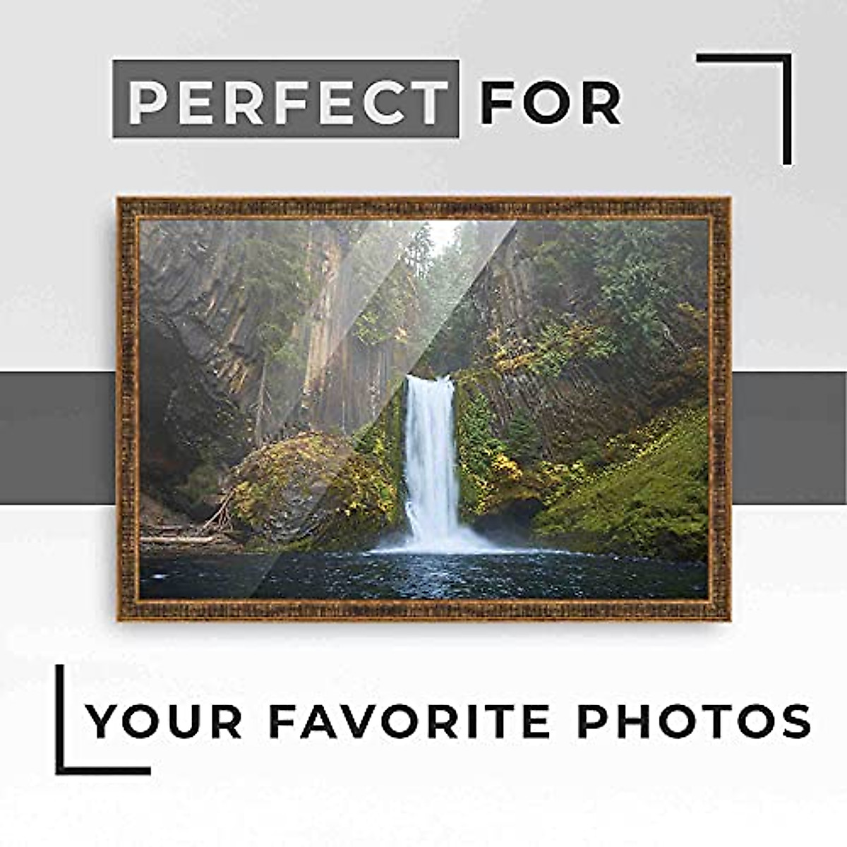 10x20 Frame Gold Kingsley Distressed Solid Wood Picture Frame Width 0.75 Inches | Interior Frame Depth 0.5 Inches | Kingsley Gold Distressed Photo Frame Complete with UV Acrylic, Foam Board Backing &