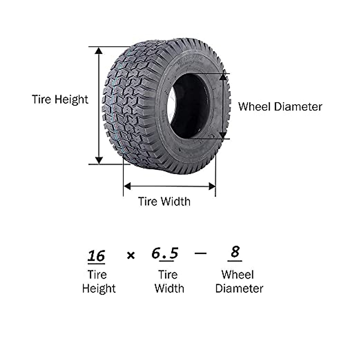 Motorhot 16X6.50-8 Lawn Garden Tractor Tires 16X6.50x8 Tubeless 2 Ply Golf Cart Turf Tires, Set of 2