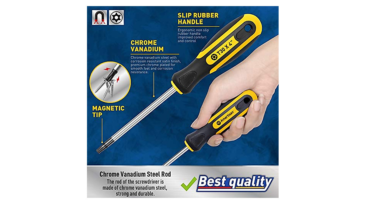 Amartisan 6-Piece Magnetic Torx Screwdrivers Set