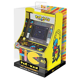 My Arcade Pac-Man 40th Anniversary Micro Player, Fully Playable, 6.75 Inch Collectible, Full Color, Gold Plated, Battery or Micro USB Powered (DGUNL-3290), yellow