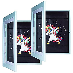 FrameWorks 10” x 12.5” Light Blue Wooden Kid Art Frame with Gallery Style Edges, Tempered Glass, and Elastic Straps 2-Pack