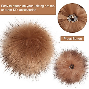 Tatuo DIY Faux Fur Pom Poms Ball with Press Button Removable Fluffy Pompom for Knitting Hats Shoes Scarves Bag Accessories (Neutral Color, 14)