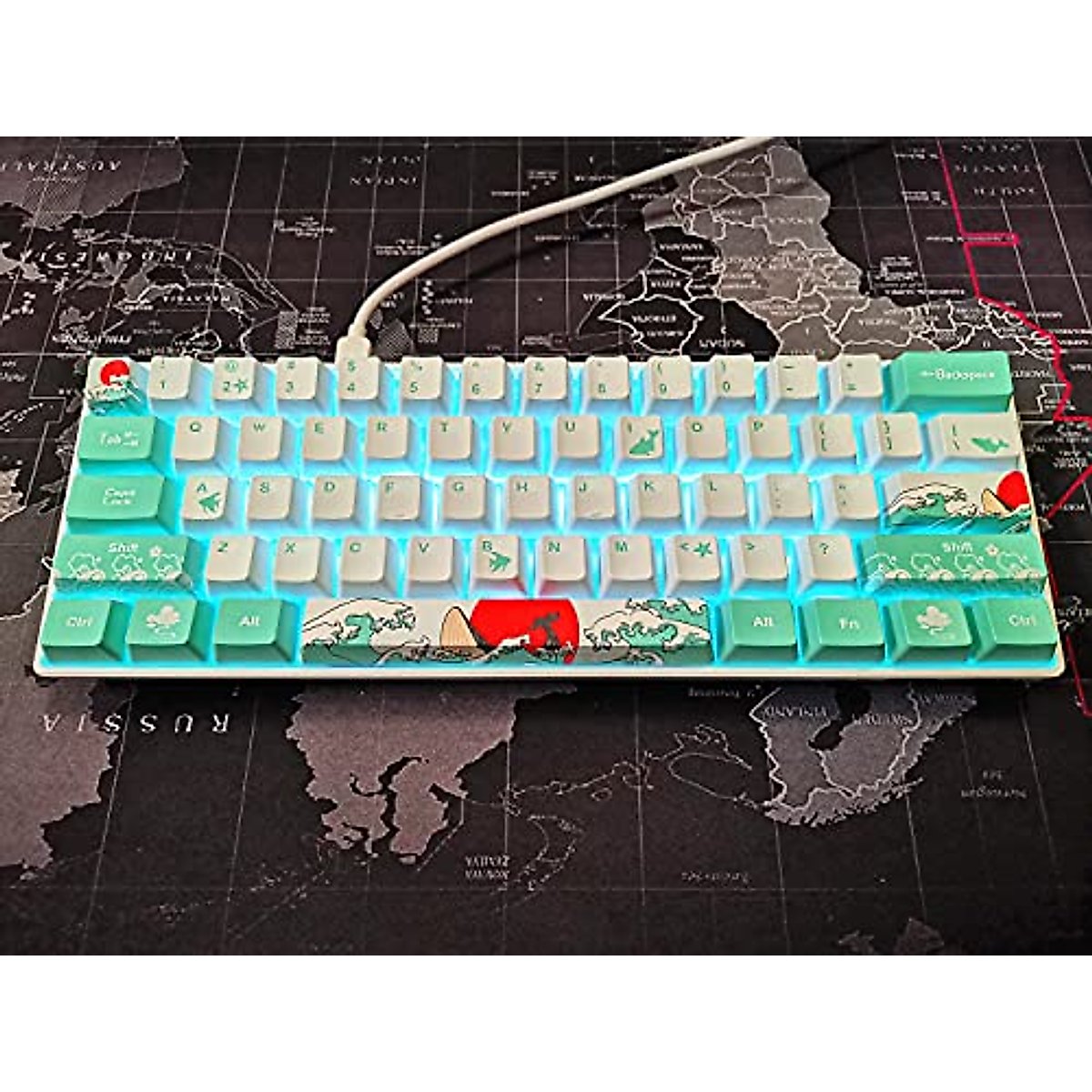 Custom keycaps 60 Percent Doubleshot PBT Keycaps Set OEM Profile for Cherry MX Switches Gaming Mechanical Keyboard,gk61,rk61,Ducky one 2 Mini keycaps (not Include Keyboard)