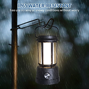 LED Camping Lantern, 6000mAh Solar Powered/ Hand Crank/ USB-C Rechargeable Camping Lights, 3 Light Modes 3500LM Dimmable Hanging Tent Lights Lamp Waterproof for Emergency Home Power outages Failure