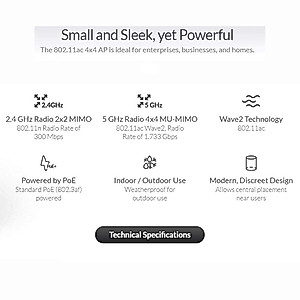 UniFi FlexHD 4X4 MU-MIMO Access Point UAP-FlexHD-US with Radio Rate 1.733 Gbps