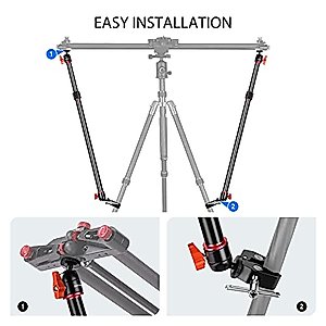 Neewer Camera Slider Support Arm Stabilizer, 2-Pack Adjustable Tripod Stability Arm for Increasing Stability in Aluminum Alloy, Extendable Poles for Camera Video Slider Rail with C Clamps and BallHead