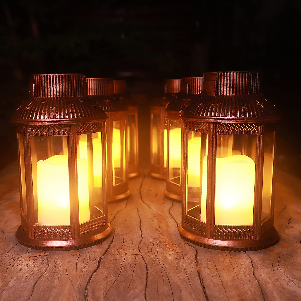 ANTING Solar Lantern, Outdoor Garden Hanging Lanterns, Waterproof LED Flickering Flameless Candle Mission Lights for Table, Outdoor, Party Decorative