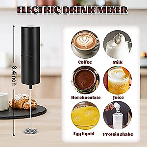 High Value Milk Frother Handheld Black, Battery Operated Beverage Mixer, Mini Coffee Mixer for Latte, Cappuccino, Matcha, Hot Chocolate