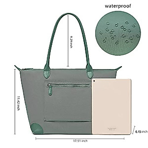 DORIS&JACKY Nylon Handbags For Women Leather Satchel Shoulder Purse Large Lightweight Work Travel Tote Bags Top Zipper (19-light green)…