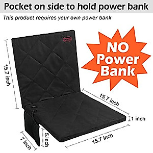 Portable Heated Seat Cushion, 3 Mode Adjustable Thin Heat Heating Cushion, 【No Power Bank】USB Power Heated Foldable Back Chair Pad, Memory Foam Heated Seat Pad for Indoor, Outdoor, Sports, Beach