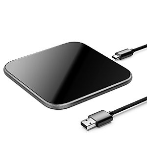 POWERCELL Wireless Charging Pad for iPhone 15 | 15W EPP Fast Charge Ready | Square Shaped Glass Top Aluminum Shell | USB to USBC Cable | Compatible with All Qi-Certified Devices | NO Power Adapter