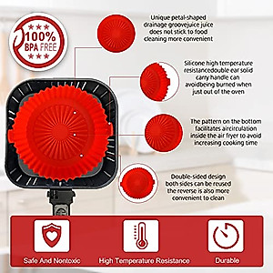 CIWICH Air Fryer Silicone Pot,7.9Inch Silicone Air Fryer Liners Round Reusable, Food Safe Air fryers Oven Accessories,2 Pack Silicone Air Fryer Basket with Mitts, No Need to Clean the Air Fryer