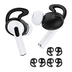 Ear Hooks Covers Tips for Airpods Pro Earbuds,Anti Slip Silicone Eartips Replacement Compatible with AirPods 3rd 2019-Black 3 Pair(Not Fit in Charging Case)
