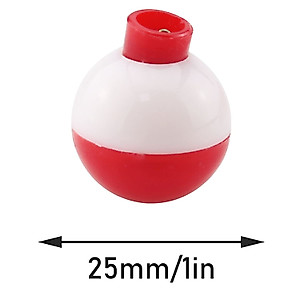 ZZHXSM Fishing Bobber 20PCS Red and White ABS Plastic Snap-on Fishing Floats Bobber Round Buoy Fishing Tackle Accessories 25mm/1inch