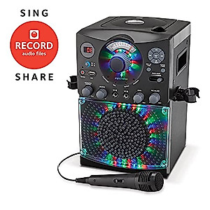 Singing Machine SML385UBK Bluetooth Karaoke System with LED Disco Lights, CD+G, USB, and Microphone, Karaoke Machine for Kids and Adults, Black [Amazon Exclusive]