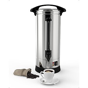 KYBOLT Commercial Coffee Urn, 60 Cup Extra Large Hot Water Urn, 10L Silver Double Wall Stainless Steel Large Coffee Urns, Quick Brew Commercial Coffee Percolator Electric for Gatherings