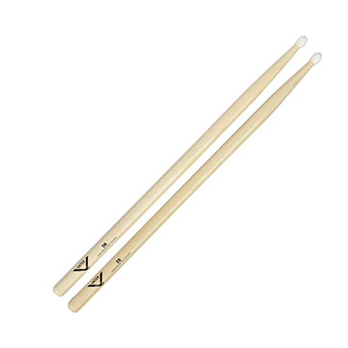 Vater 5B Nylon Tip Hickory Drum Sticks, Pair