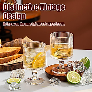 wookgreat Vintage Wine Glasses Set of 12, 8 oz Origami Style Glass Water Goblets, Unique Embossed Pattern Stemmed Cocktail Glasses, Classic Goblet Party Glasses, Wine Glasses Goblets for Daily Use