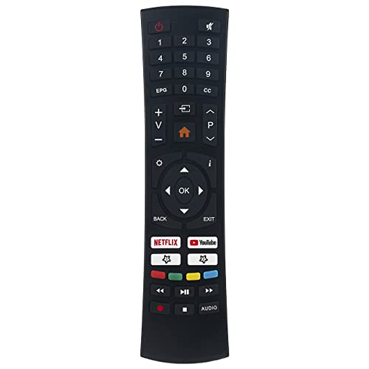 Replace Remote Control operates for SANSUI CAIXUN Smart TV EC32S2N ES32S1N S32P28N S40P28FN S43P28F S43P28FN S55A6U with Net-Flix You-Tube APP Key Button