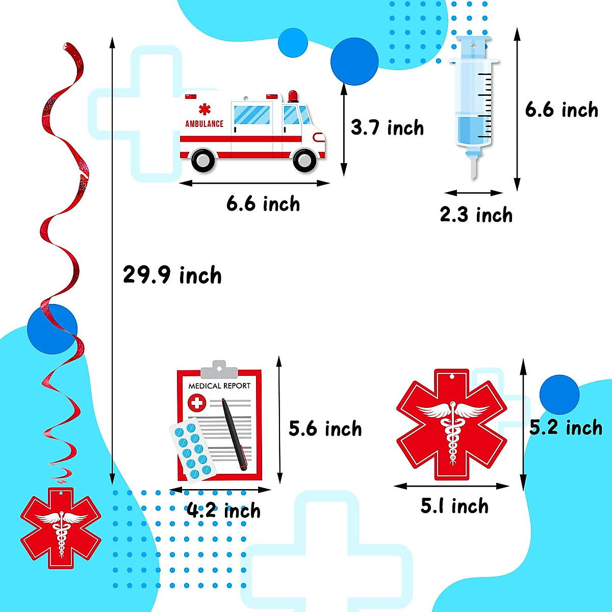 Generic Nurse Swirl 30 Pack Nurse Graduation Party Decoration Doctor Nursing Birthday Supplies Hanging Swirl Spiral Streamers