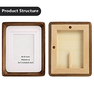 Natural Wood Photo Frames Inspired Tabletop Picture Frame with Mat, Vertical or Horizontal Display (Walnut, 8x10 matted to 5x7/6x8)