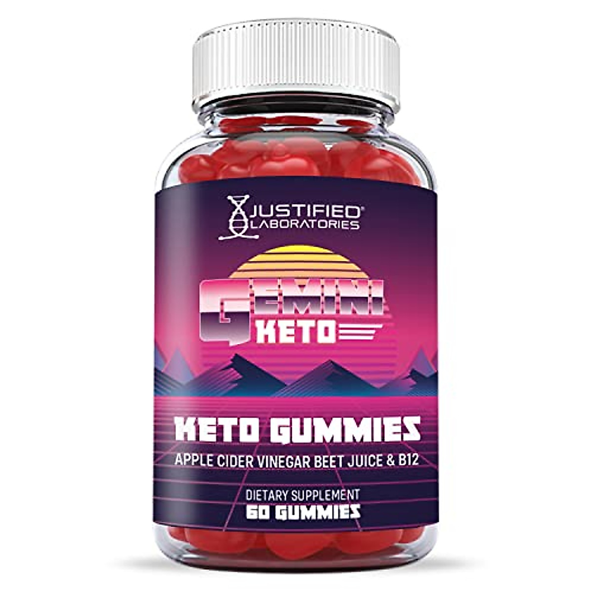 Justified Laboratories (10 Pack) Gemini Keto Gummies 1000MG ACV with Pomegranate Juice Beet Root B12 600 Gummys