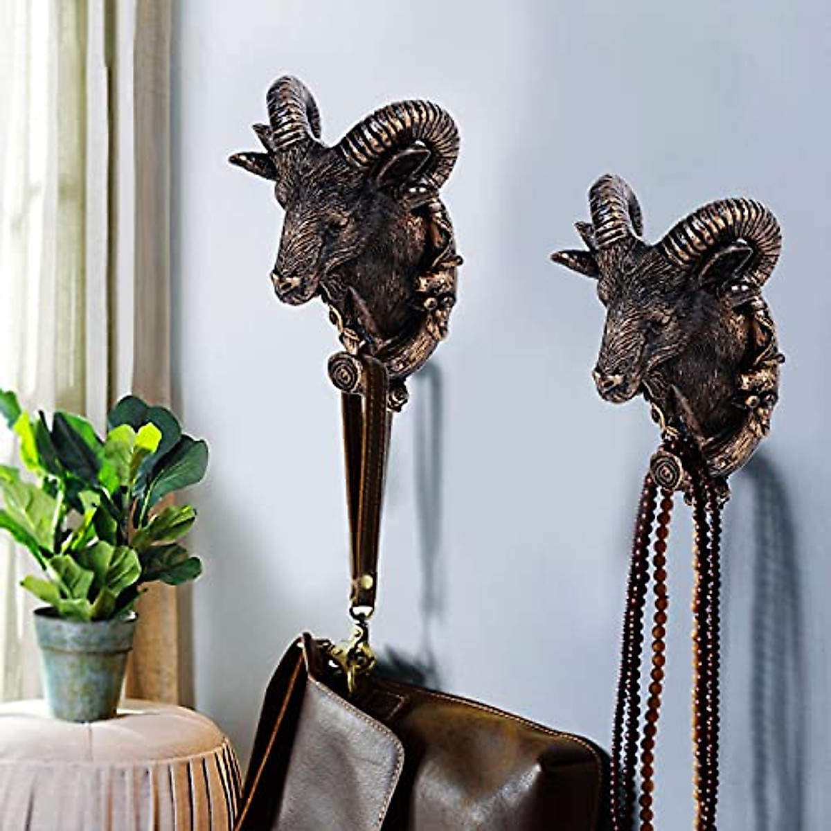 Animal Shape Decoration Hook Creative Coat Hook Wall Hanging Bag Hanger Clothing Hooks Hanging Racks Wall Towel Hanging Hook for Bathroom Bedroom(Goat-Shape)
