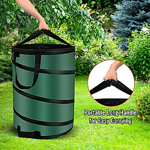 HQSSWUCH Pop Up Trash Can and Recycling Bins, Lawn and Leaf Bags14x16 in, Collapsible Trash Can Camping, Outdoor Trash Can, 600D Waterproof Oxford Cloth Reusable Yard Waste Bags (2Pcs-10 Gallons)