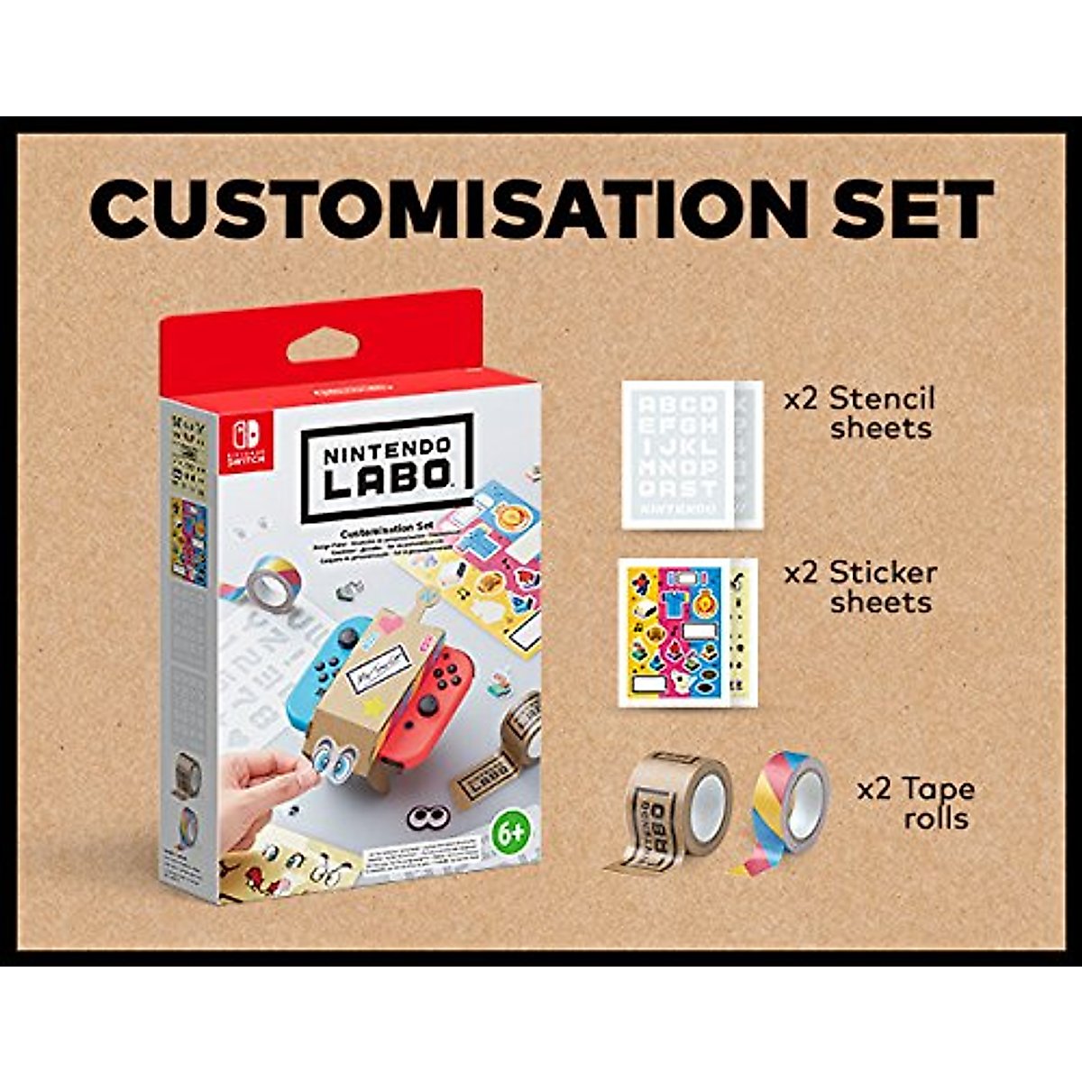 Nintendo Labo Variety Kit, Customization Set, and Nintendo Switch Console with Neon Joy Con Bundle
