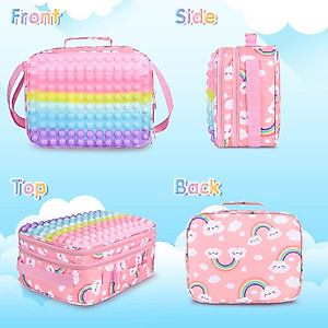 Pop Lunch Box for Girls Kids School Lunch Bag,Back to School Supplies Pop Insulated Lunch Bag Box Tote for Kids School Travel Gifts,School Supplies Office Leakproof Cooler Bag Reusable Lunch Box Girls