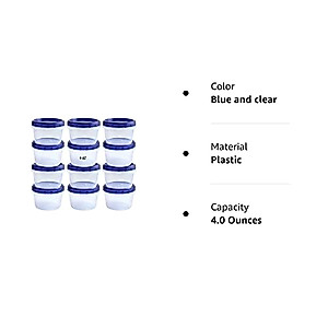 HomeyGear 12 Pack Small Twist Top Food Storage Deli Containers Leak-Proof Airtight Storage Canisters with Screw & Seal Lids BPA-Free Stackable Reusable Kitchen Essentials Snack 4-Ounce