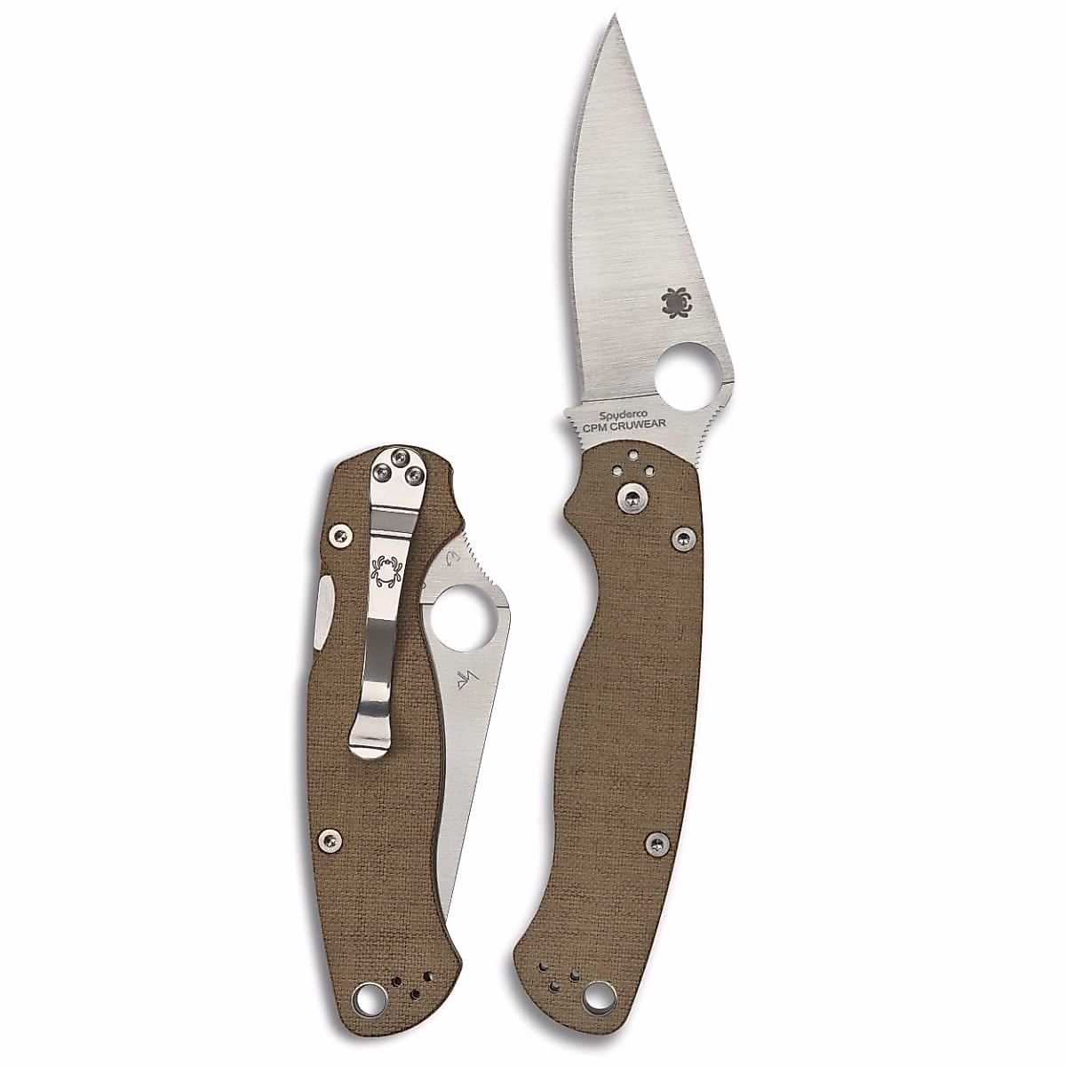 Spyderco Para Military 2 Signature Knife with 3.47" CPM Cru-Wear Steel Blade and Premium Micarta Handle - PlainEdge - C81MPCW2