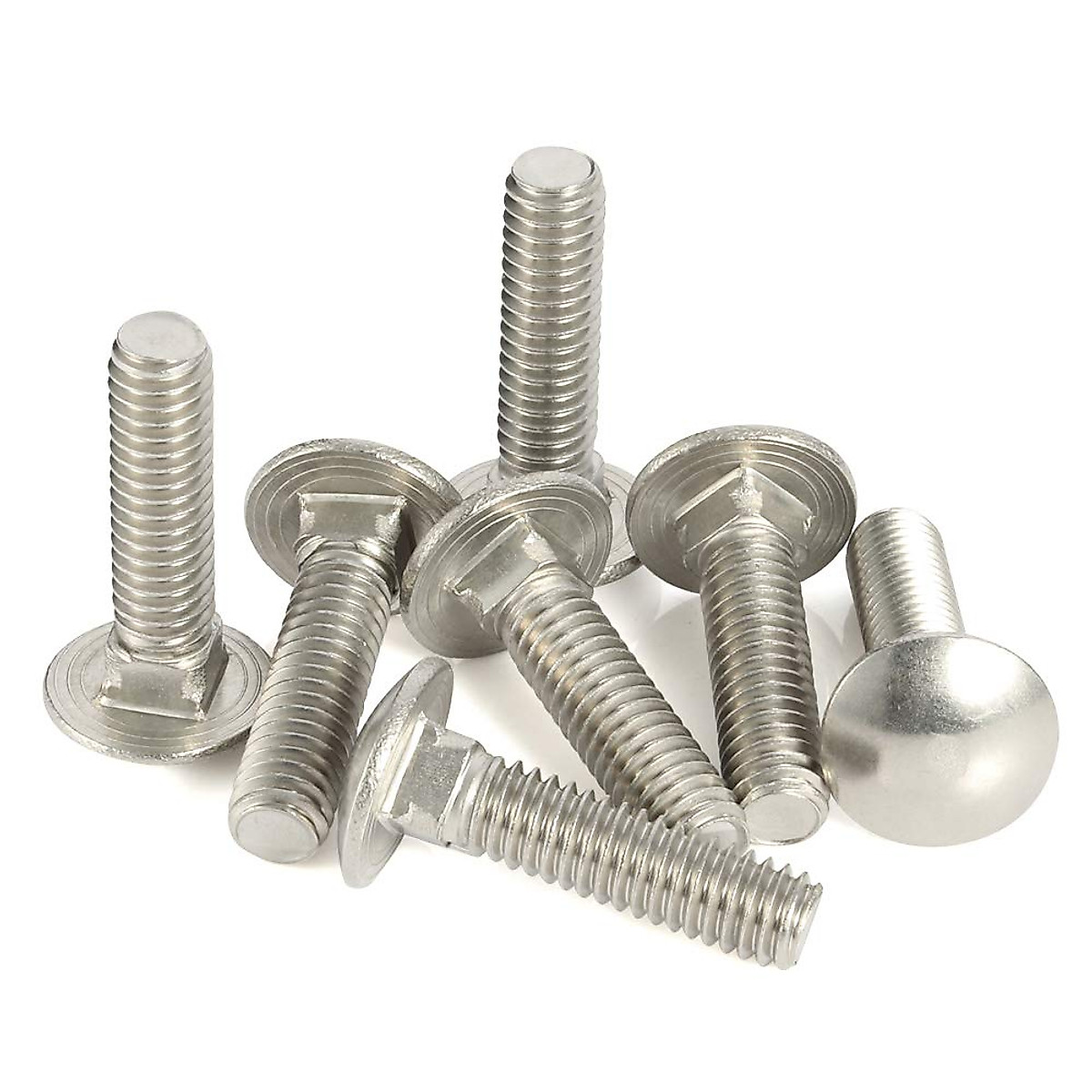 1/4-20 x 3/4" (1/2" to 6" Available) Carriage Bolts Screws, Stainless Steel 18-8 (304), Round Head, Square Neck, Fully Threaded, 25 PCS
