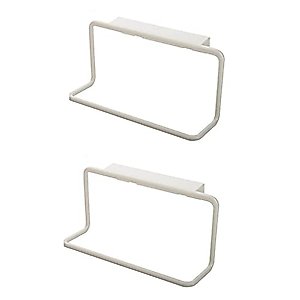Modern Kitchen Over Cabinet Plastic Towel Rack, Hang on Inside or Outside of Doors, Storage and Organization for Hand and Dish Towels, Rag(White)