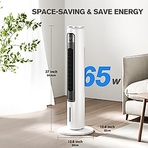 3-IN-1 Portable Air Conditioners Tower Fan, 37'' Evaporative Air Cooler w/Remote, 2.5L Water Tank With 4 Ice Packs, 12H Smart Timer & 70° Oscillating, 3Speeds For Bedroom Living Room Office
