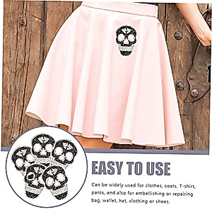 BETOOKY 5pcs Skull Hot Diamond Stickers Hotfix Rhinestones Cap Decorations Skeleton Costume Clothes Patch Crystals Skull Patches Bags Iron on Patch Skull Sewing Patches Back Patches Decor