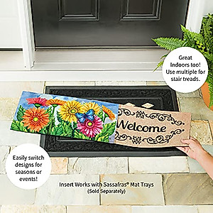 Evergreen Sassafras Gerbera Daisies Interchangeable Entrance Doormat | Indoor and Outdoor | 22-inches x 10-inches | Non-Slip Backing | All-Season | Low Profile | Home Décor
