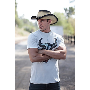 Classic Outback Tea Stained Cowboy Hat w/ Beaded Band - Shapeable Brim