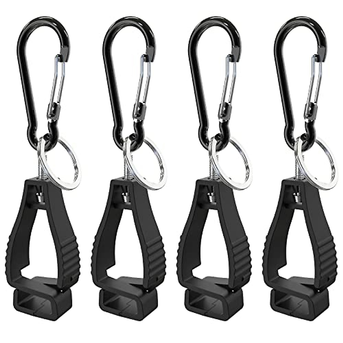 HEBELLE 4-Pack Glove Clips for Work Gloves, Ideal for Construction, Black